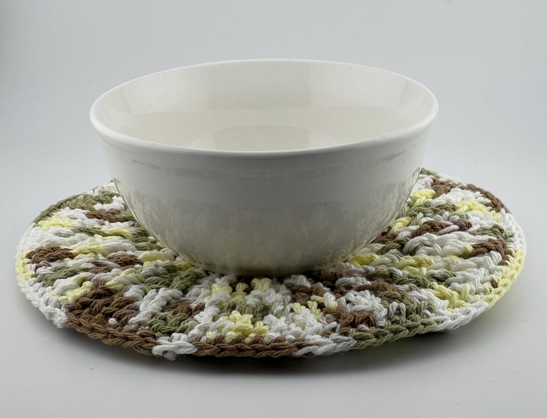 Double Thick Crochet Trivet, Round Kitchen Trivet, 100% Cotton Trivet ...