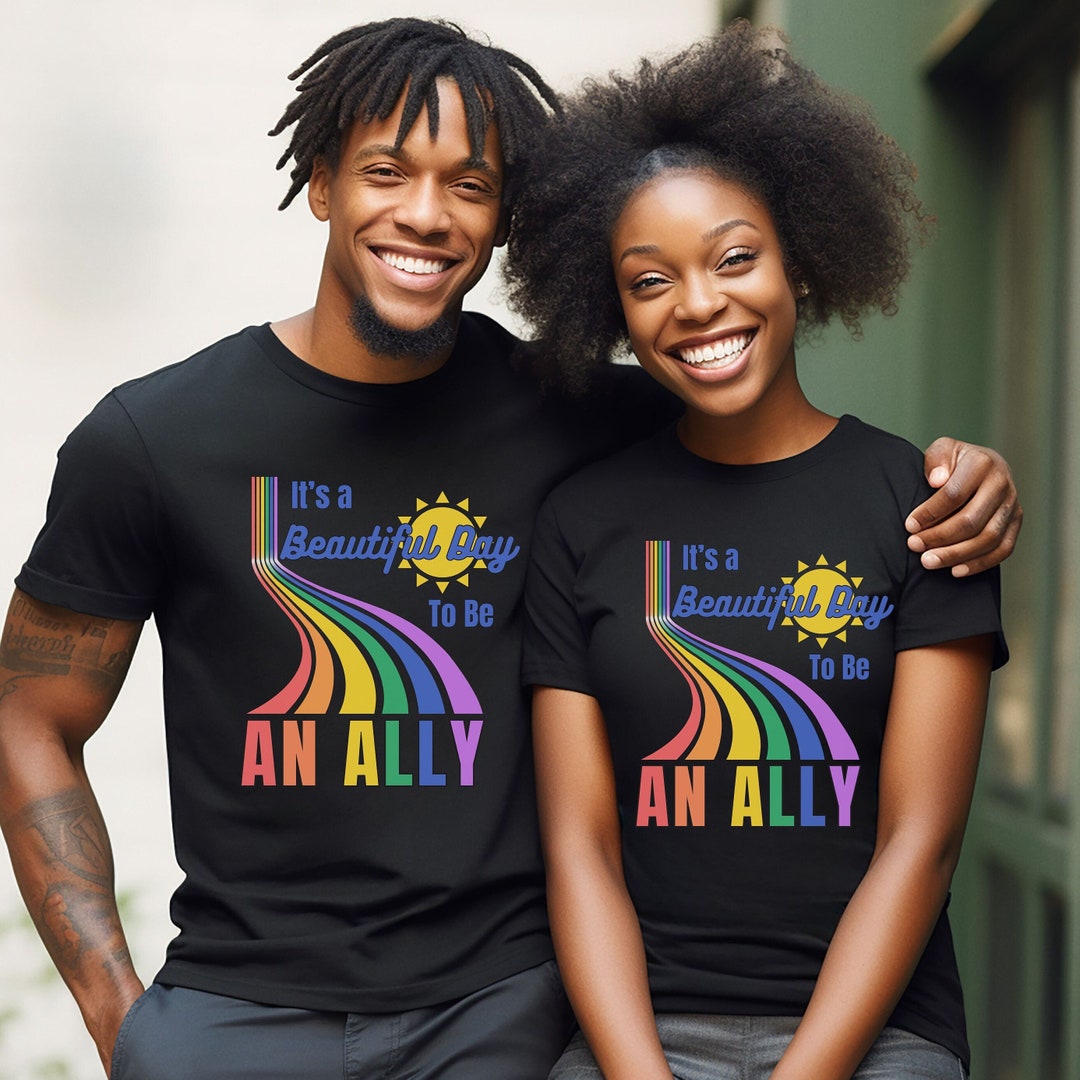 Rainbow Ally T-shirt or Gift for LGBTQ+ Ally, Pride Month, Supportive ...
