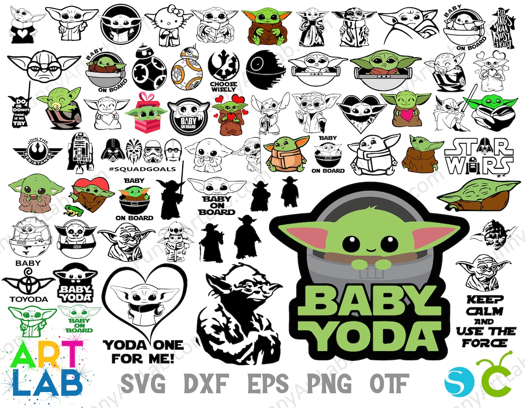 Baby Yoda Svg Bundle, Baby Yoda Cricut Svg, Baby on Board Sticker Diy ...