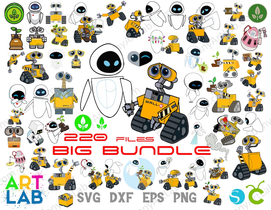Wall-e Svg Bundle, Fun Art Wall-e and Eve Png, Wall-e Png, Wall-e Cricut, Wall-e Vector, Wall-e ...
