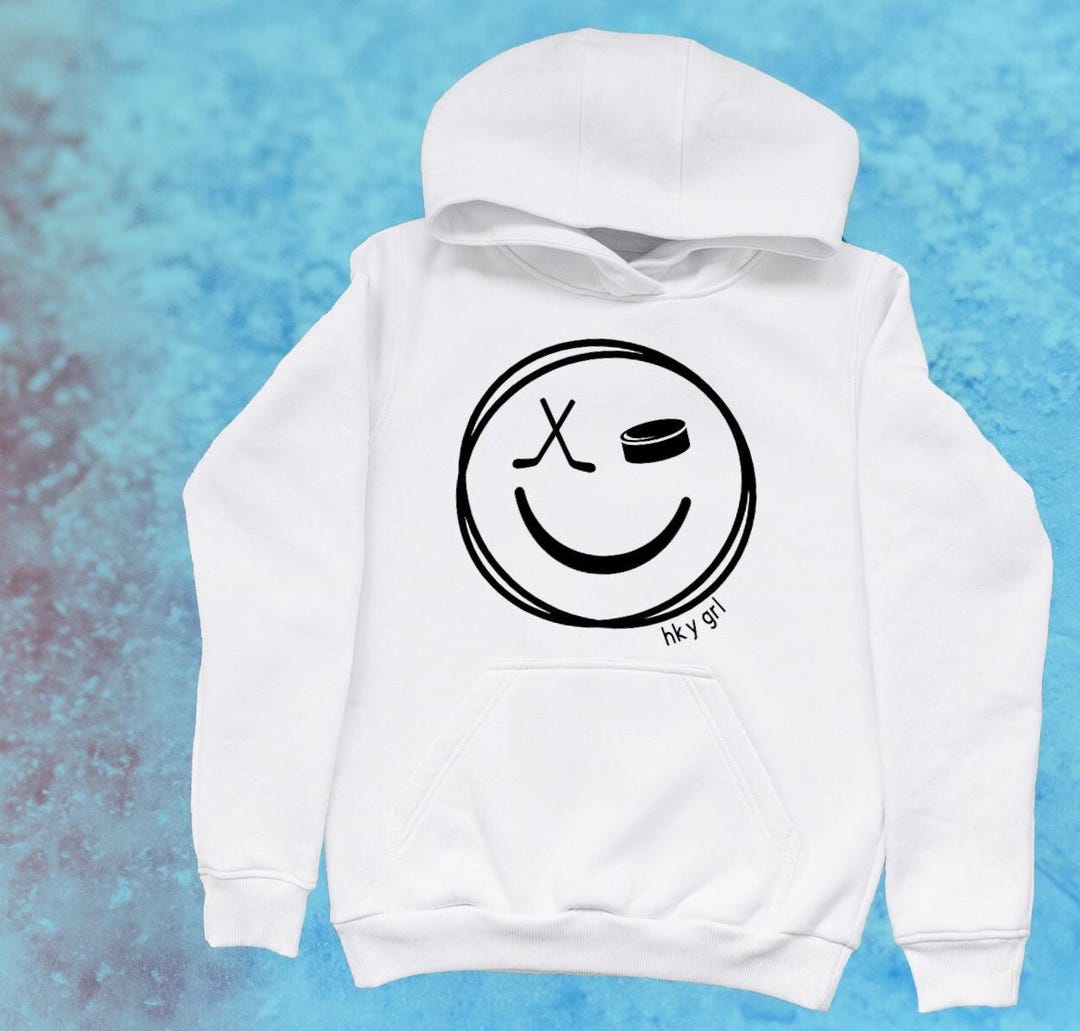 Adult Hockey Girl Puck & Stick Smiley Face - Shirt, Hoodie, Sweatshirt ...