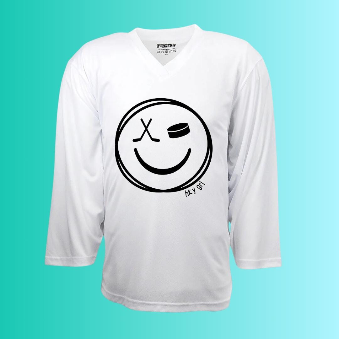 Hockey Girl Puck & Stick Smiley Face - Hockey Jersey - Etsy