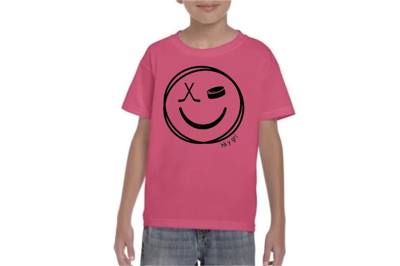 Youth Hockey Girl Puck & Stick Smiley Face - Shirt, Hoodie, Sweatshirt ...
