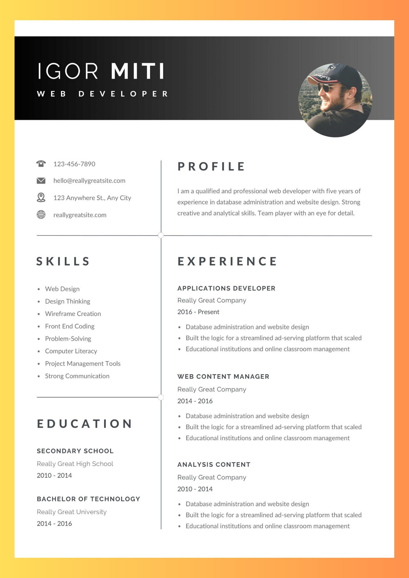 Modern CV Template, Professional CV Templates, Curriculum Planner ...