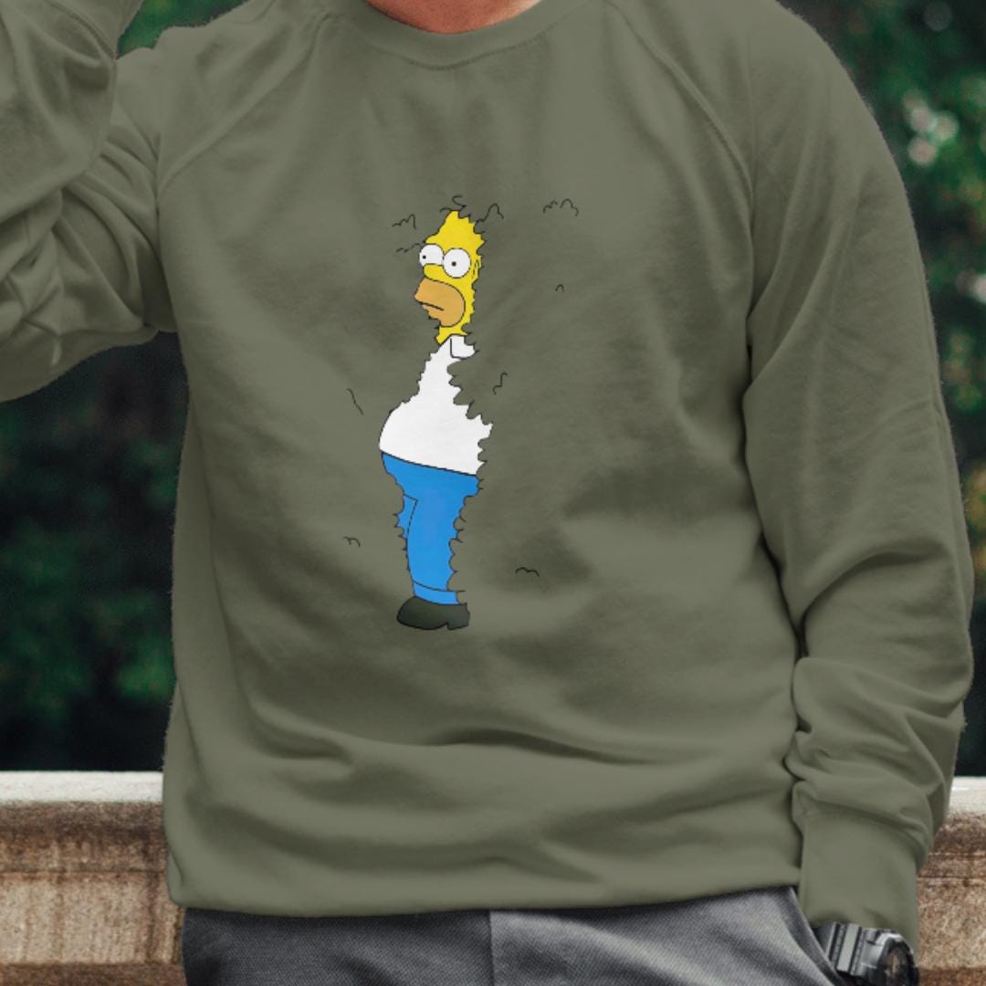 Homer Simpson Fun Unisex Crewneck Sweatshirt, Backs Into the Bushes an ...