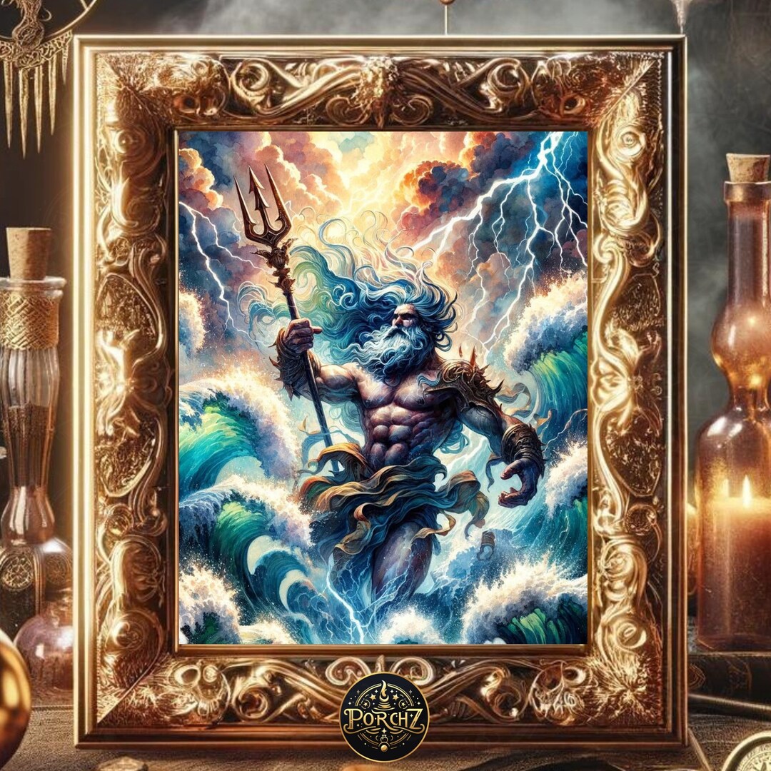 Poseidon Neptune Art Print Stunning Greek God Statue Wall Art Inspired ...