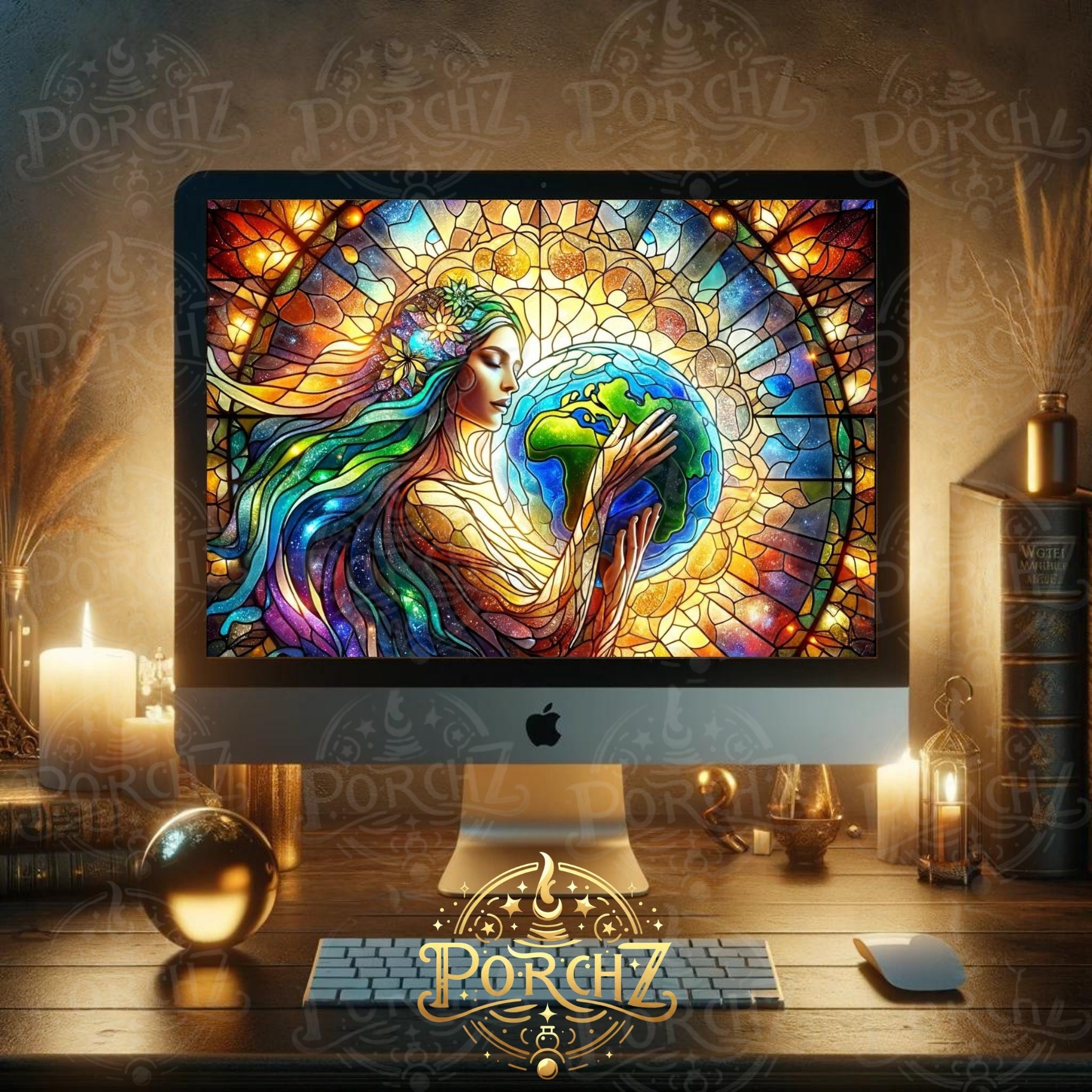 Gaia Mother Earth Stained Glass Art,spiritual Mother Earth Magic Gift, Healing Pagan Wall Decor ...