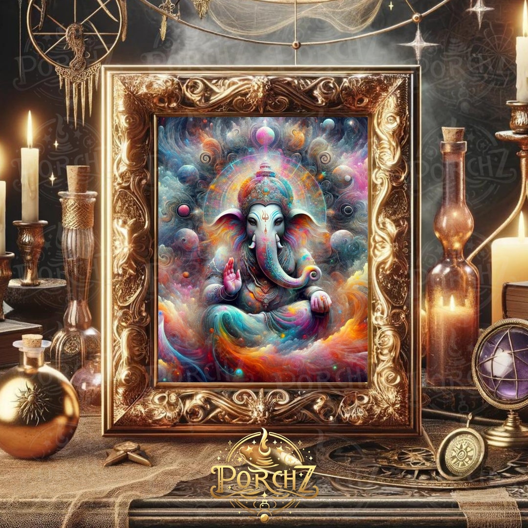Ganesha Hindu Deity Psychedelic Wall Art,lord Ganesha,hindu Wall Art ...
