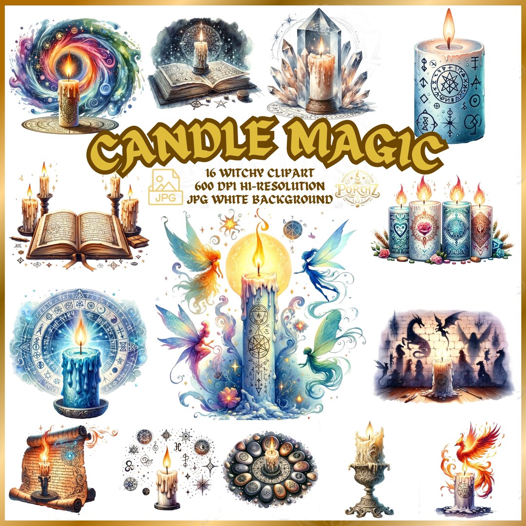 Candle Magic Clipart,spellcasting Wicca Gift,gift for Witch,pagan Decor ...