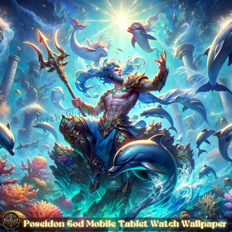 Poseidon's Majesty: Greek God Wallpaper Set for Iphone, Mobile Phone,ipad,apple Watch,digital ...