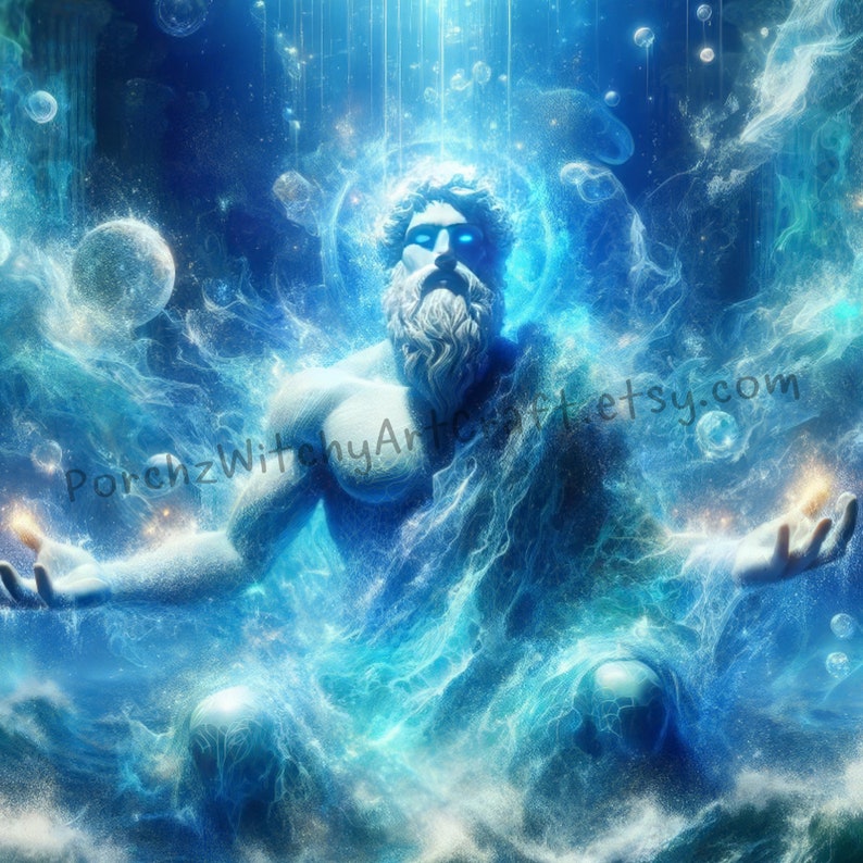 Poseidon Digital Wallpaper,greek God Seascape Art,iphone & Apple Watch Backgrounds,poseidon ...