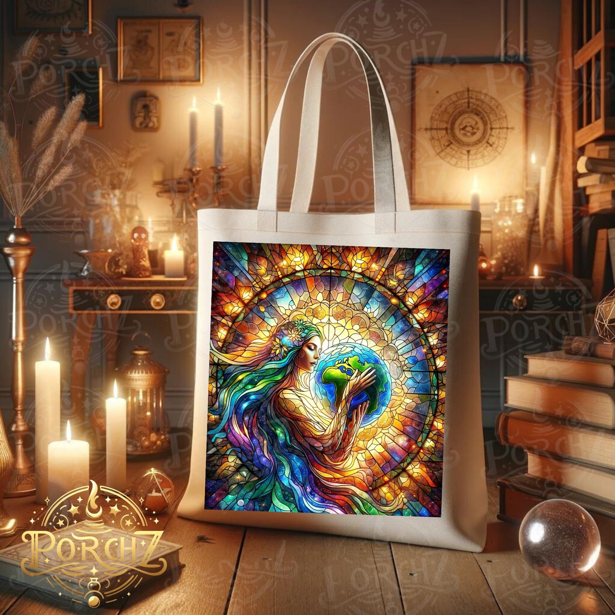 Gaia Mother Earth Stained Glass Art,spiritual Mother Earth Magic Gift, Healing Pagan Wall Decor ...