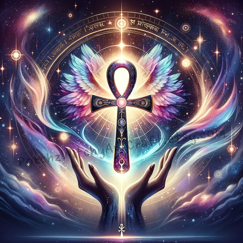 Cosmic Ankh With Wings Wallpaper,egyptian Mythology,phone & Watch Backgrounds,spiritual Egyptian ...