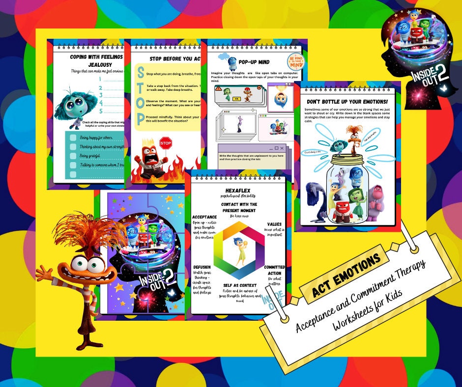 Mindful ACT Emotions - Acceptance and Commitment Therapy Worksheets for ...