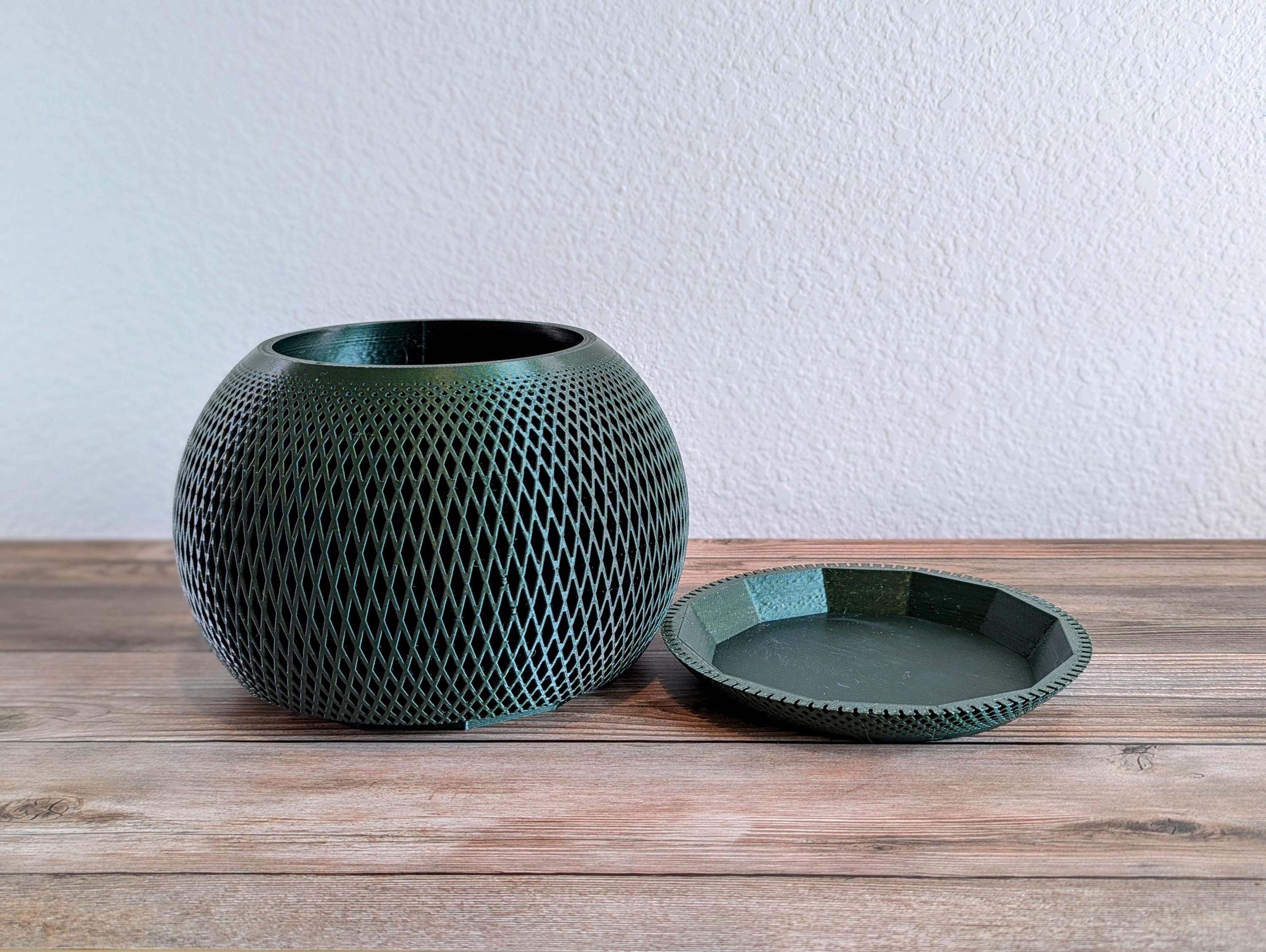 3D Printed Planter Pot: Modern Cross Hatch Design With Drainage - Etsy