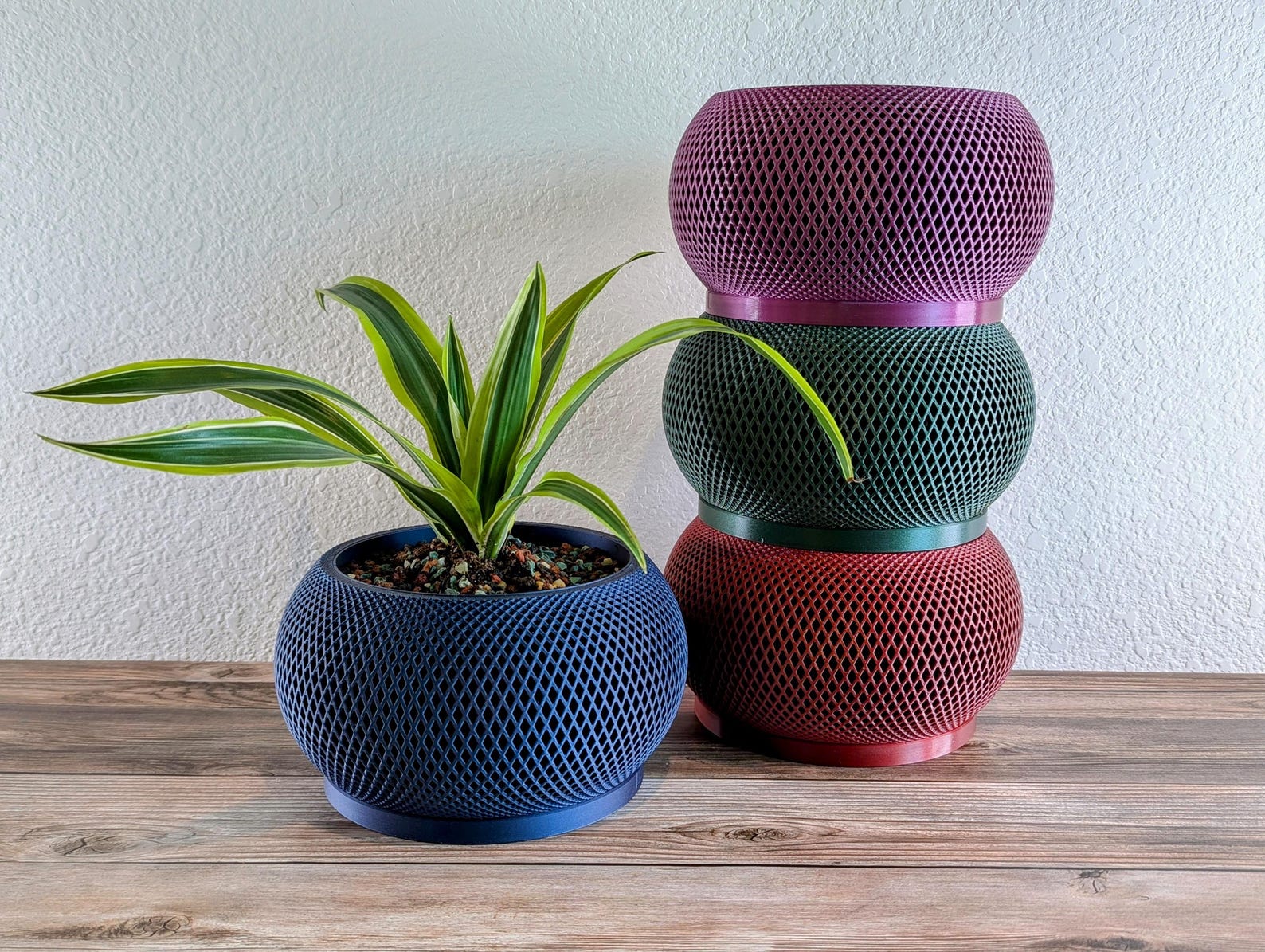 3D Printed Planter Pot With Drainage: Modern Cross Hatch Design - Etsy