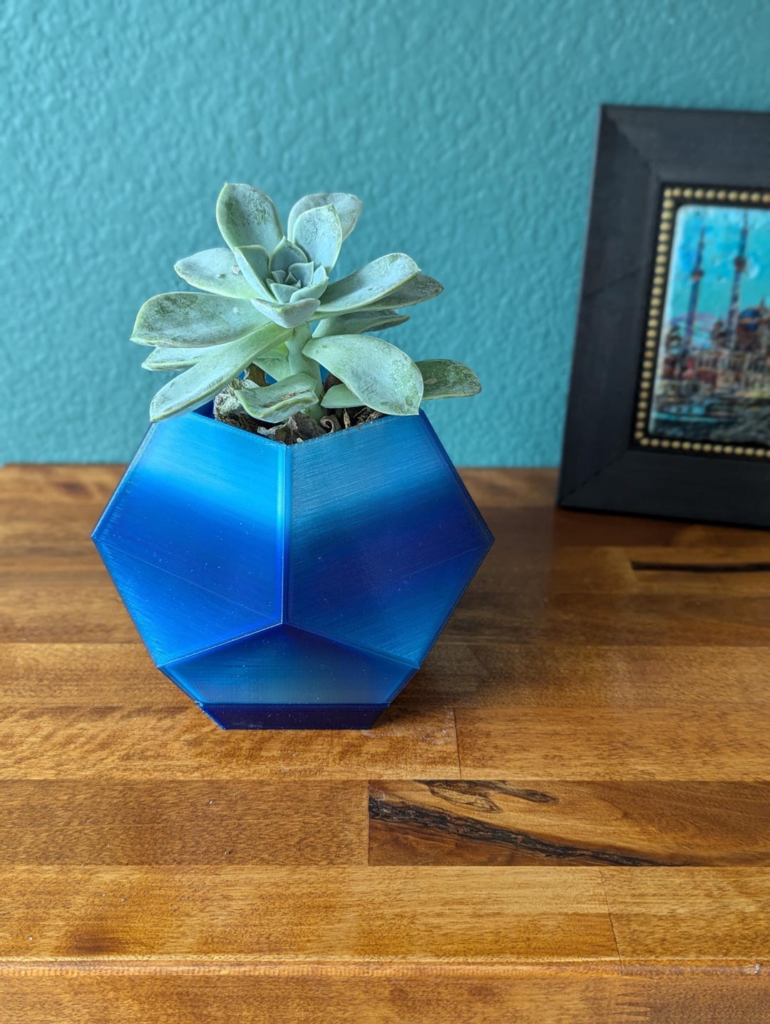 3D Printed Transparent Gradient Blue Dodecahedron Planter Pot for Small ...