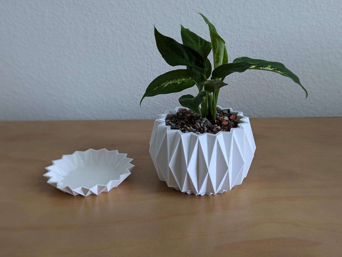 Origami Inspired 3D Printed Planter With Drainage - Etsy