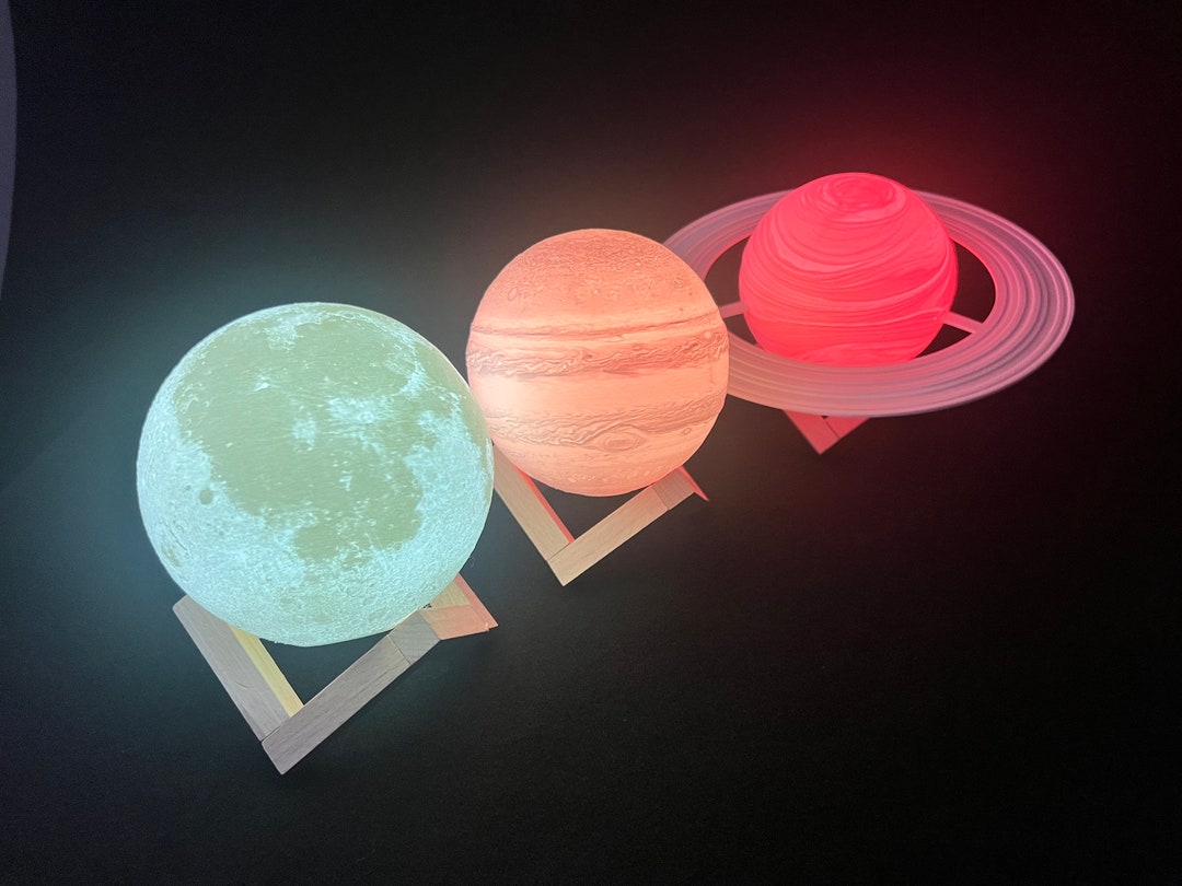 LED Planet Lamps 3D Printed With Real Space Data - Includes Remote and ...