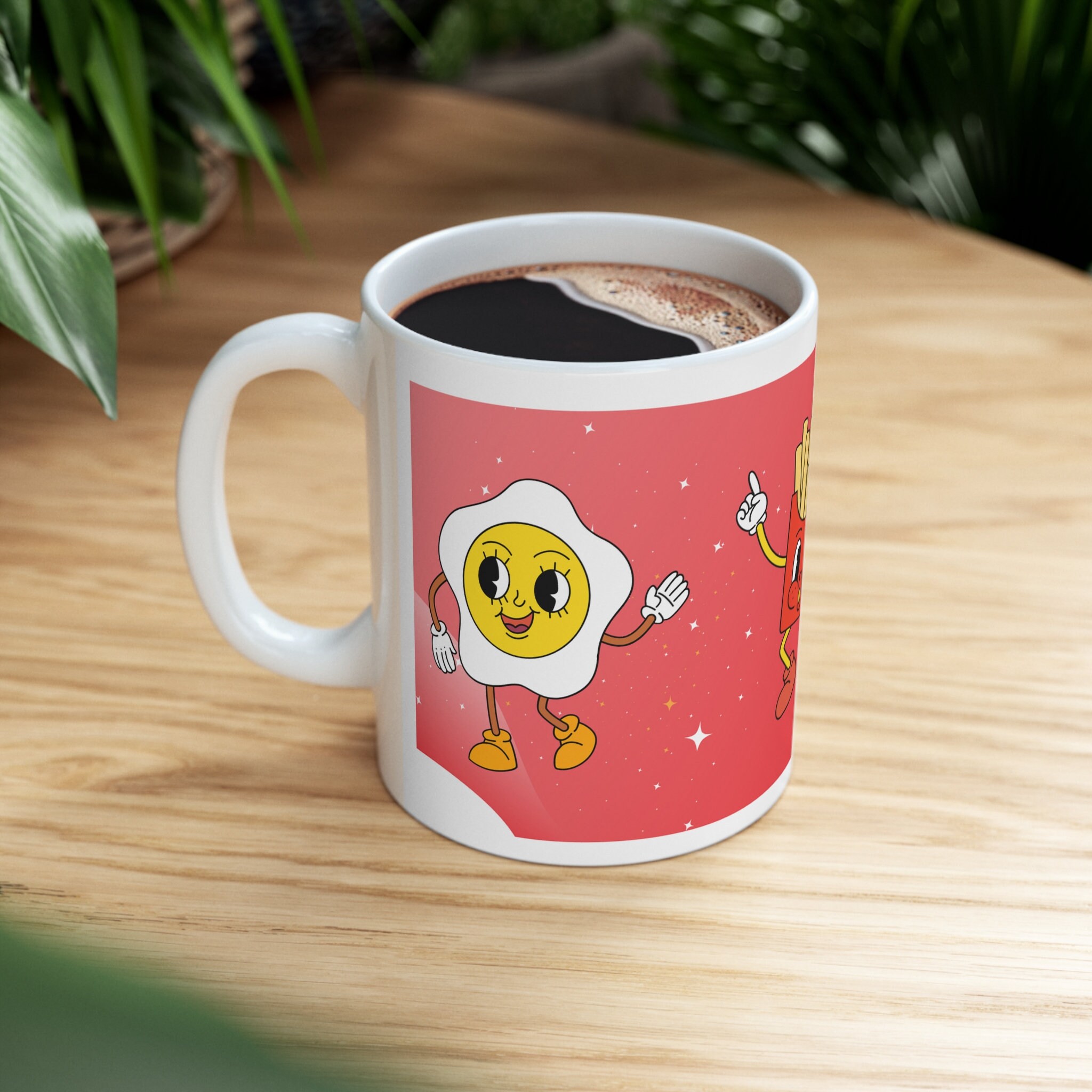 Retro 80s Mug, Graphic Design 11oz Coffee Mug, Classic Food Character ...