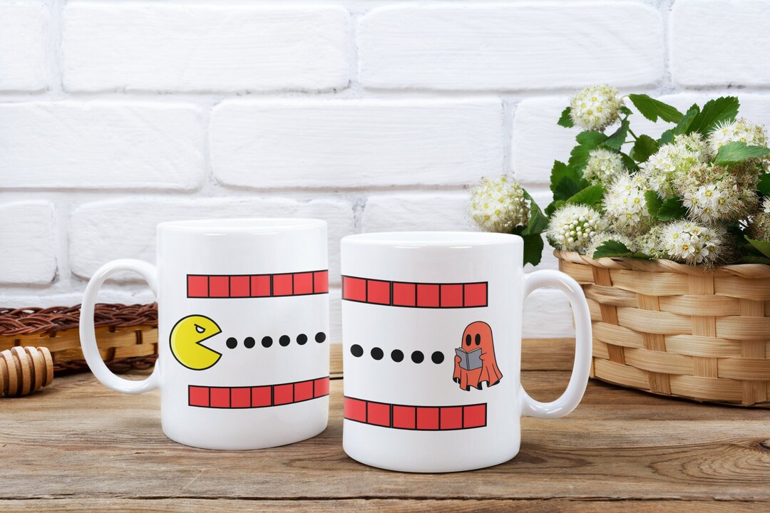 Retro 1980s Packman Mug, 11oz Graphic Design Coffee Mug, Packman Ghost ...