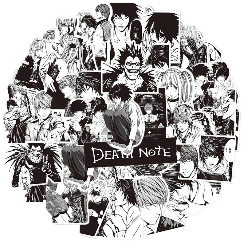 Death Note Anime Black White Sticker Pack Children Kid Decorative ...