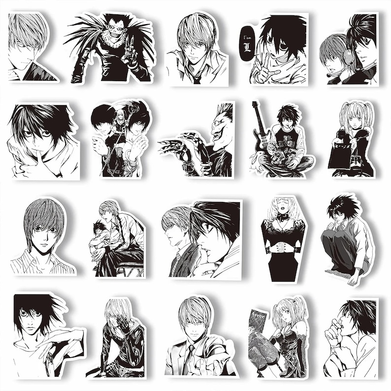 Death Note Anime Black White Sticker Pack Children Kid Decorative ...