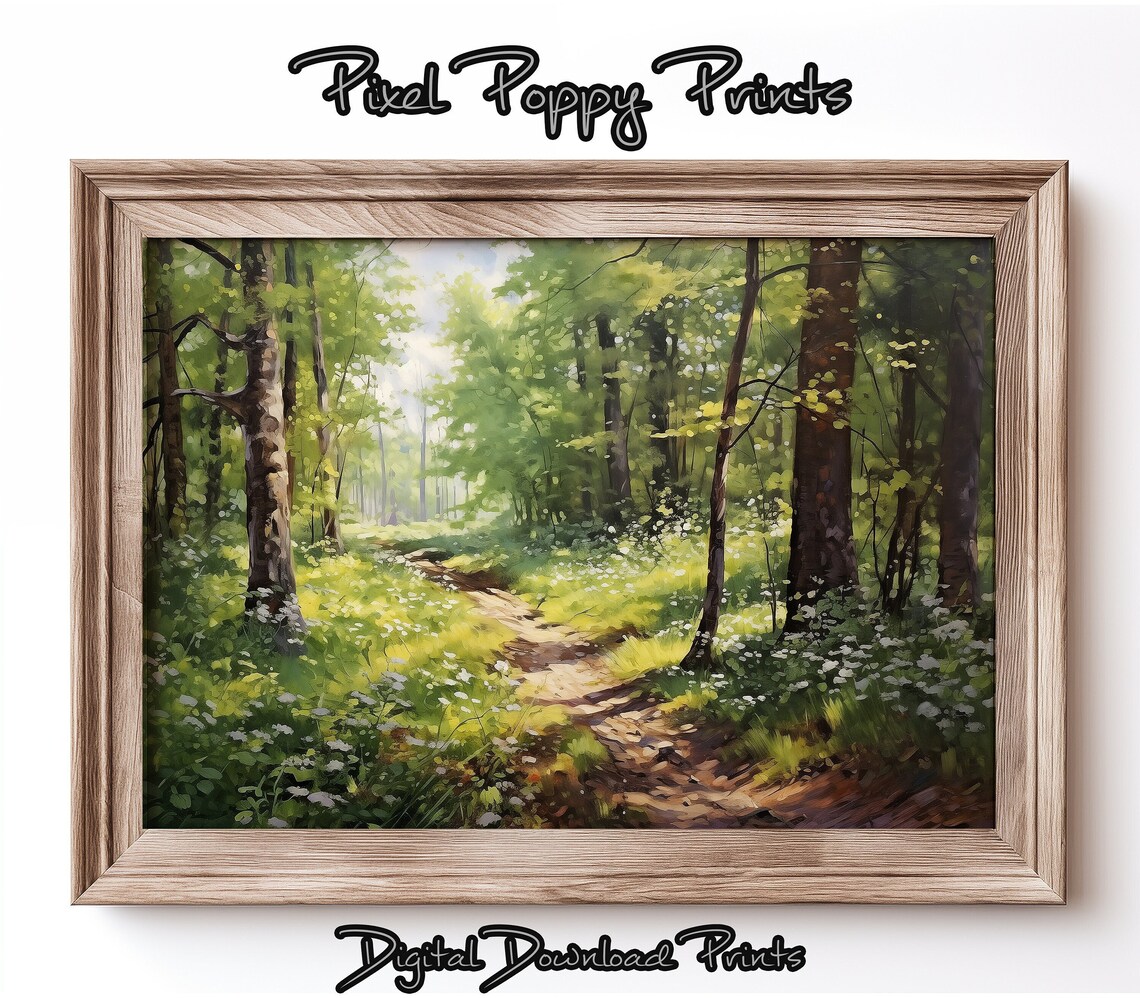 Printable Woodland Pathway Digital Oil Painting Landscape Print ...