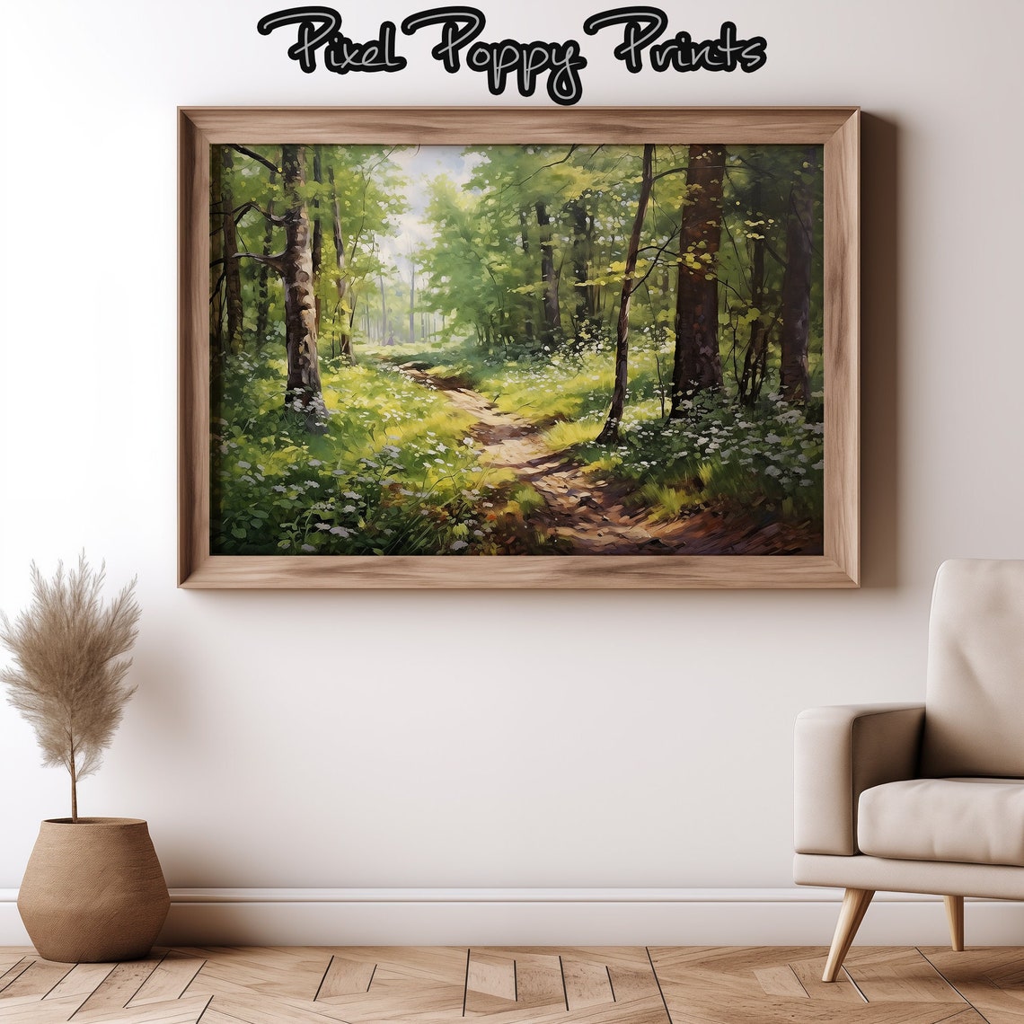 Printable Woodland Pathway Digital Oil Painting Landscape Print ...