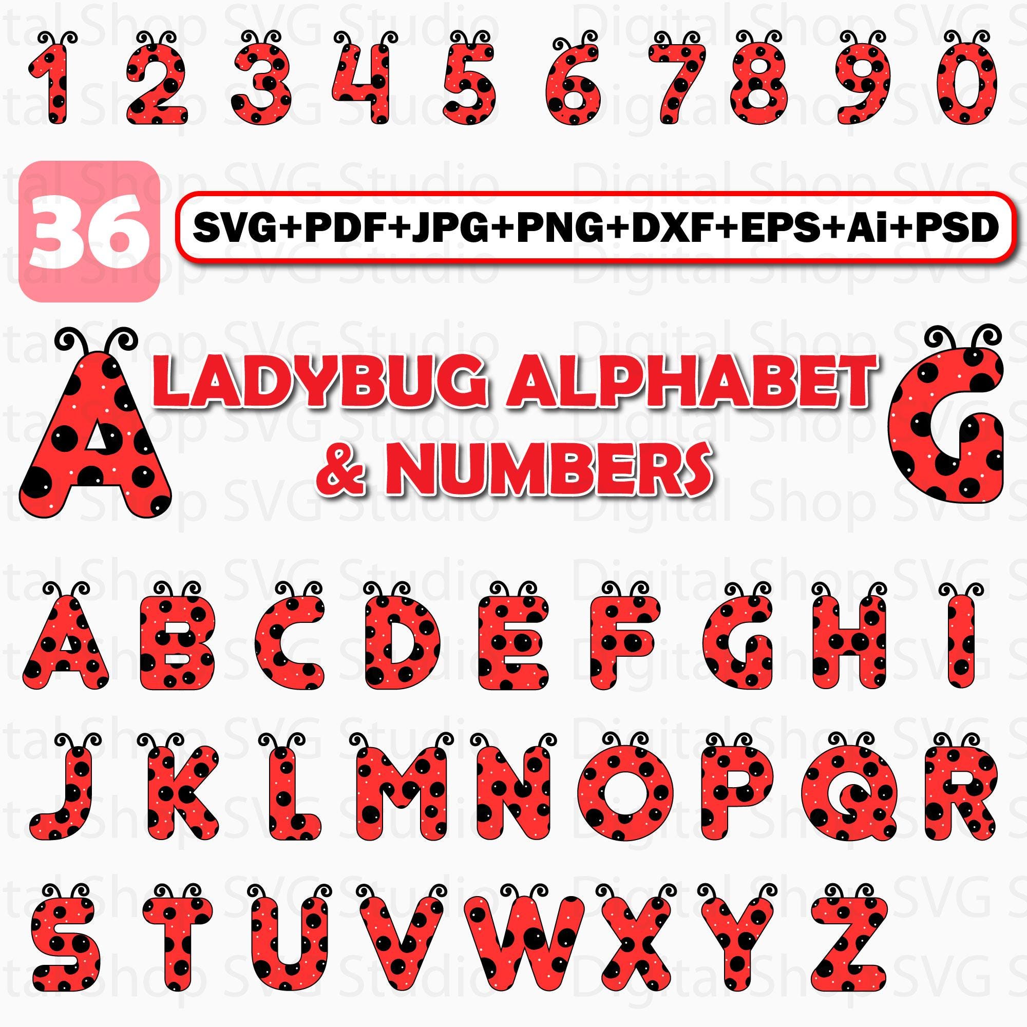 LADYBUG FONT Svg, Birthday Girl Boy Svg, Nursery Decor, Ladybug Letters ...