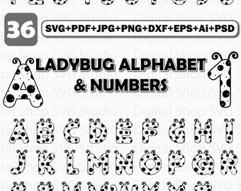 Ladybug Alphabet and Numbers Svg, Love Bug Letters Clipart, Ladybug ...