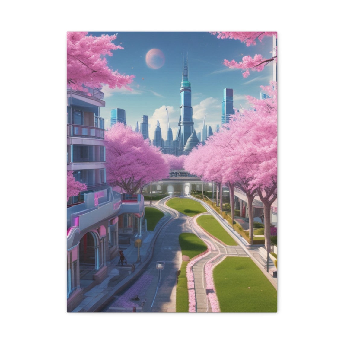 Futuristic Sakura | Cherry Blossom Canvas Art | Sakura Canvas Print ...