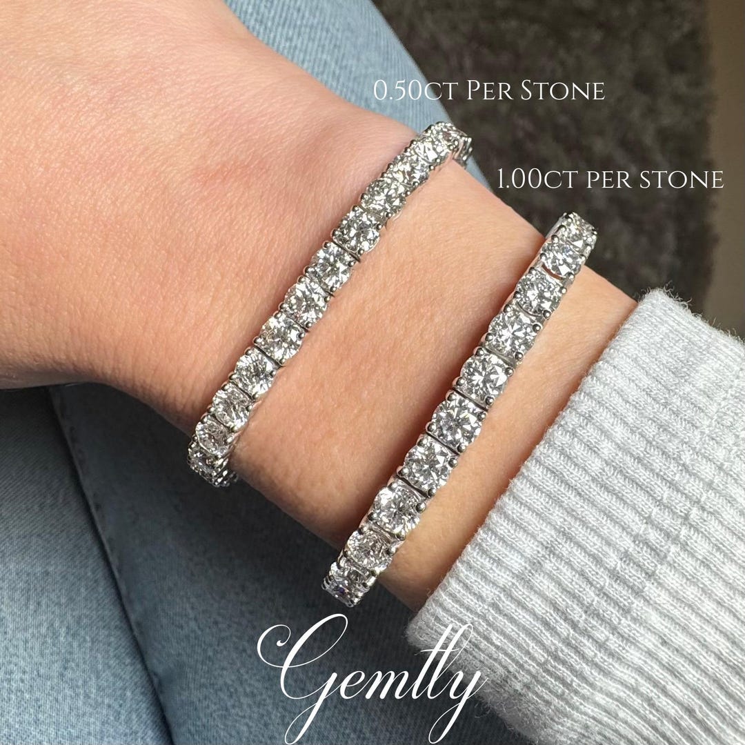 20 Carat Lab Grown Diamond Tennis Bracelet, CVD Diamonds, Round ...