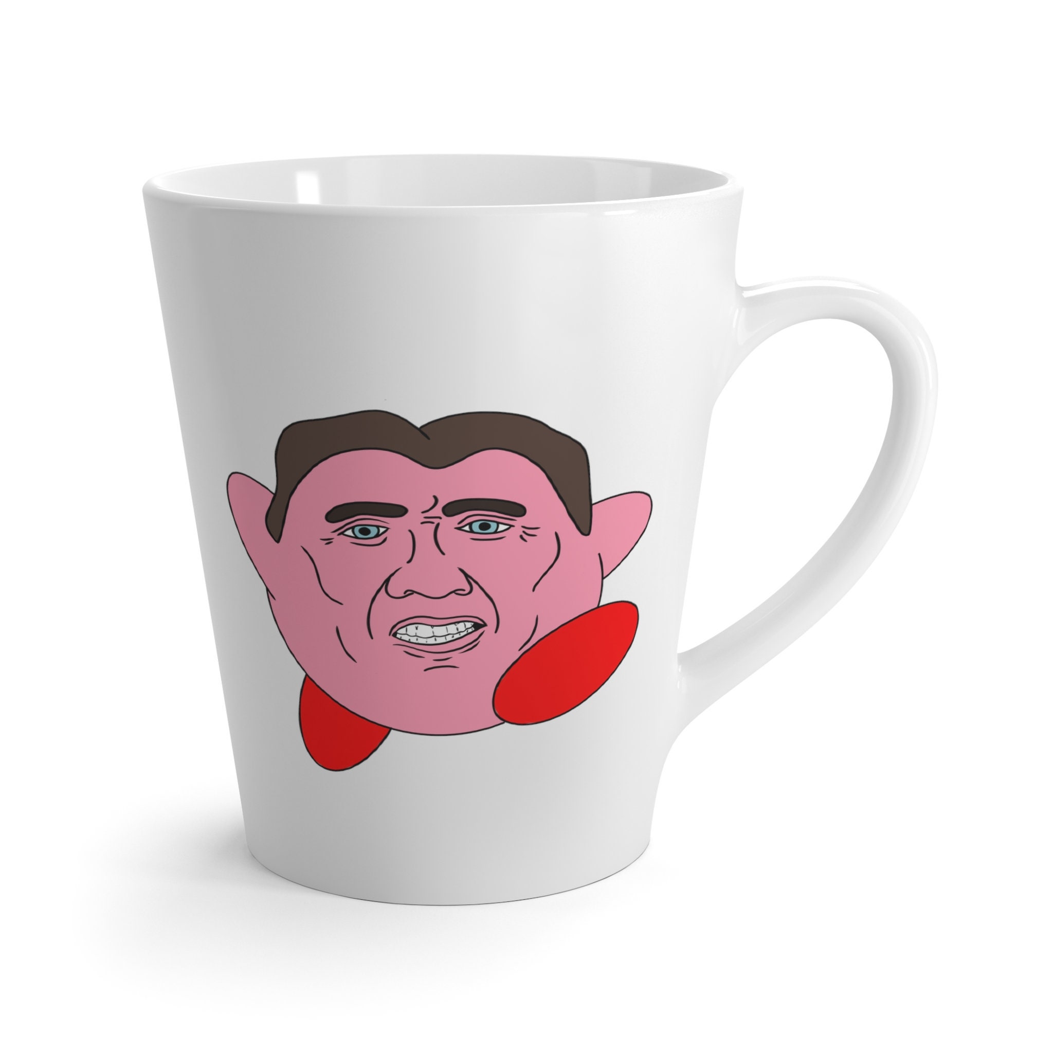 Kirby Nick Cage Meme Latte Mug 12oz Funny Nicolas Cage Latte Mug Nick ...