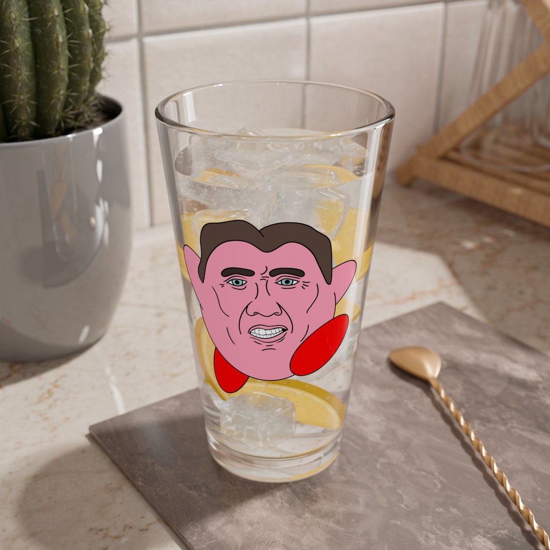 Kirby Nick Cage Pint Glass, 16oz Nick Cage Meme Glass Nicolas Cage as ...