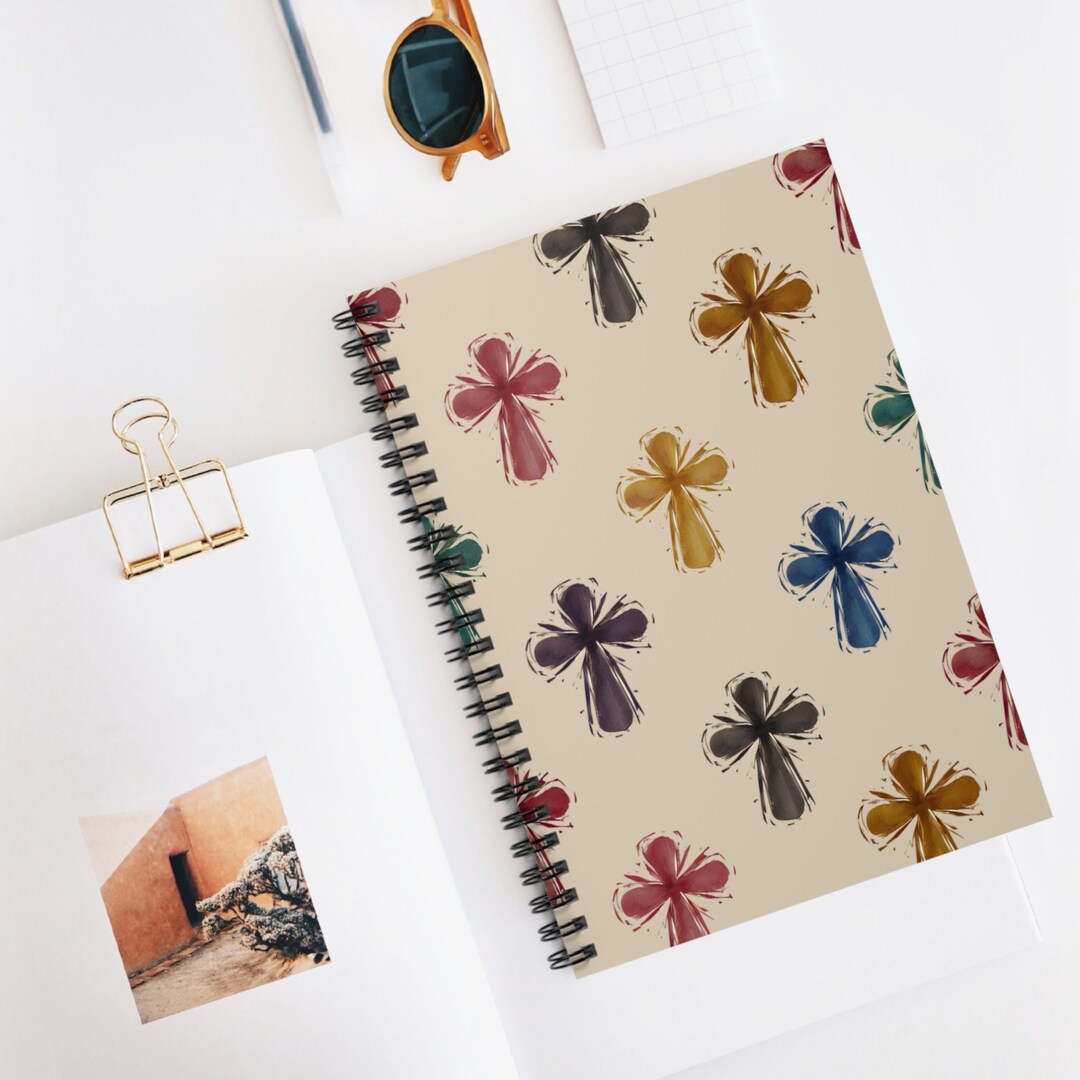 Watercolor Crosses Spiral Notebook Ruled Line - Etsy