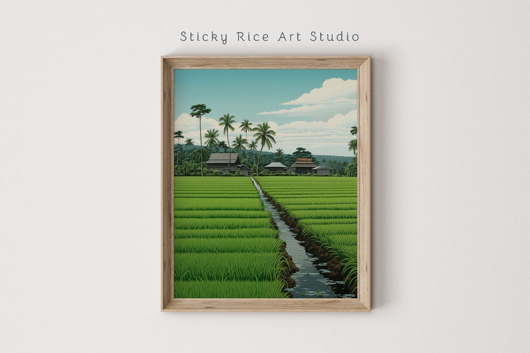 Bali Poster, Rice Fields Poster, Studio Ghibli Style Poster, Lofi ...