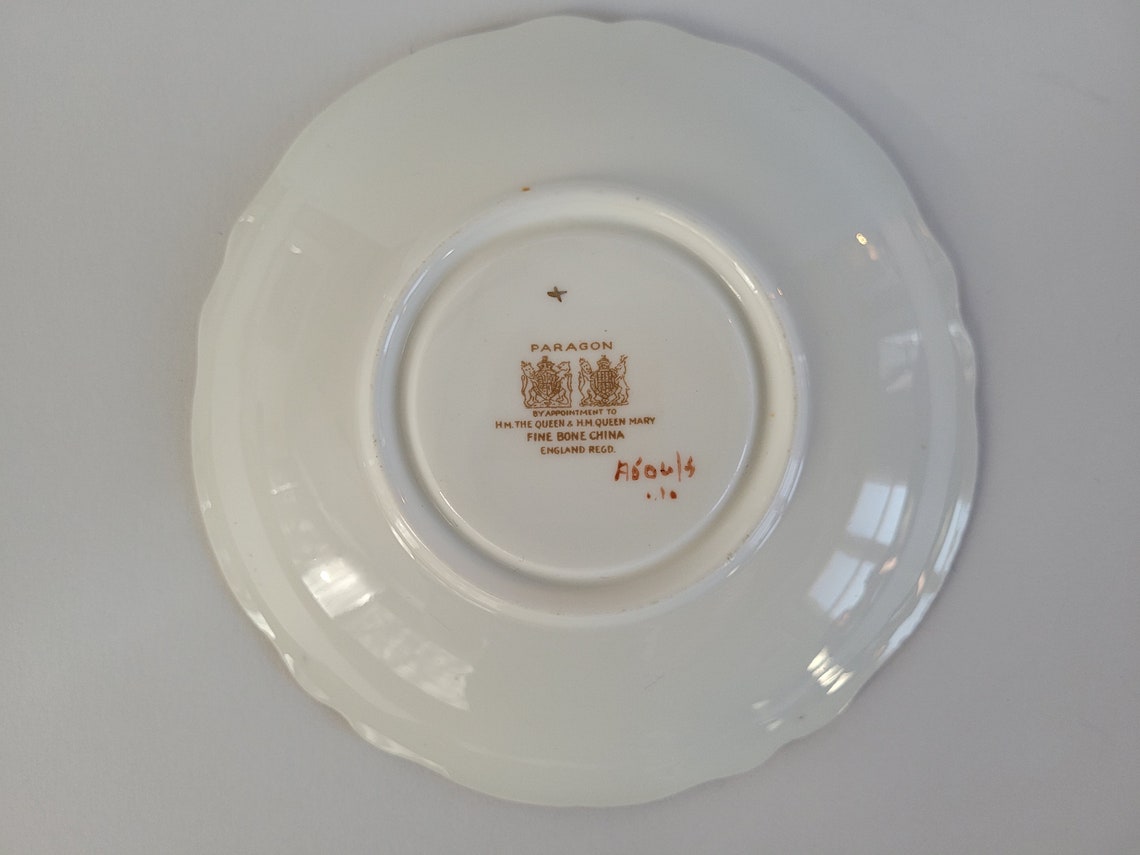 PARAGON Double Warrant Pale Peach and Cobalt Blue Teacup and Saucer Set ...