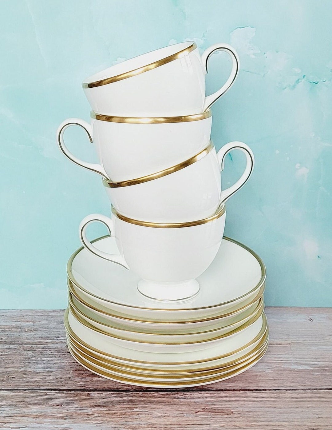 Wedgwood California 12 Piece Tea Set 4 Tea Cups, 4 Saucers and 4 Snack ...