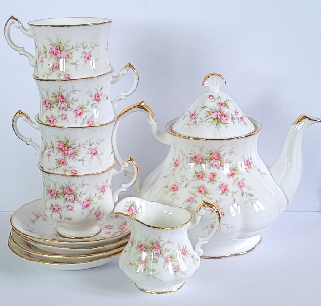 Paragon 10 Piece Tea Set in the "victoriana Rose" Pattern - 1 Teapot, 4 ...