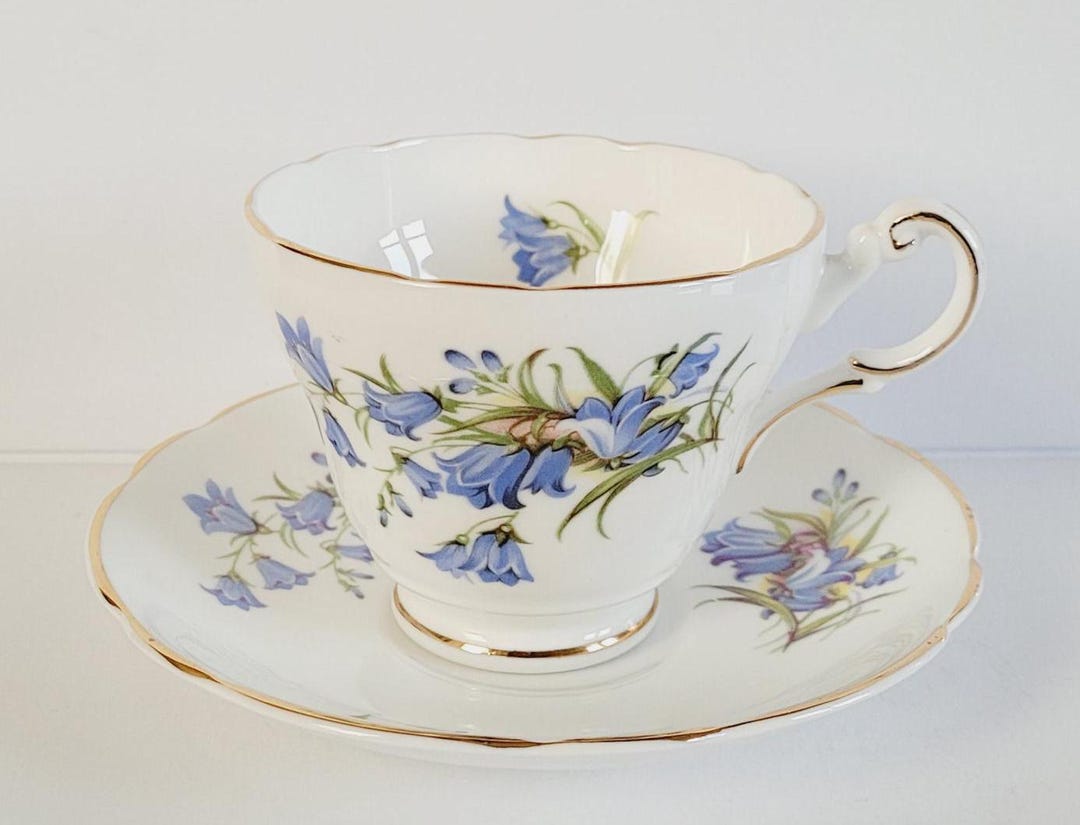 REGENCY Blue "harebell" Pattern Teacup and Saucer Set, C. 1953+ - Etsy