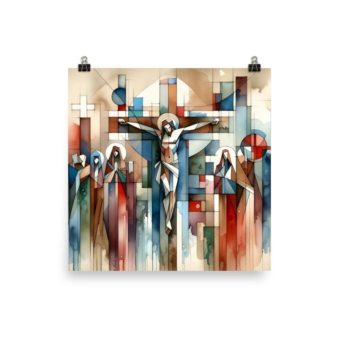 Watercolor Crucifixion of Jesus Poster - Etsy