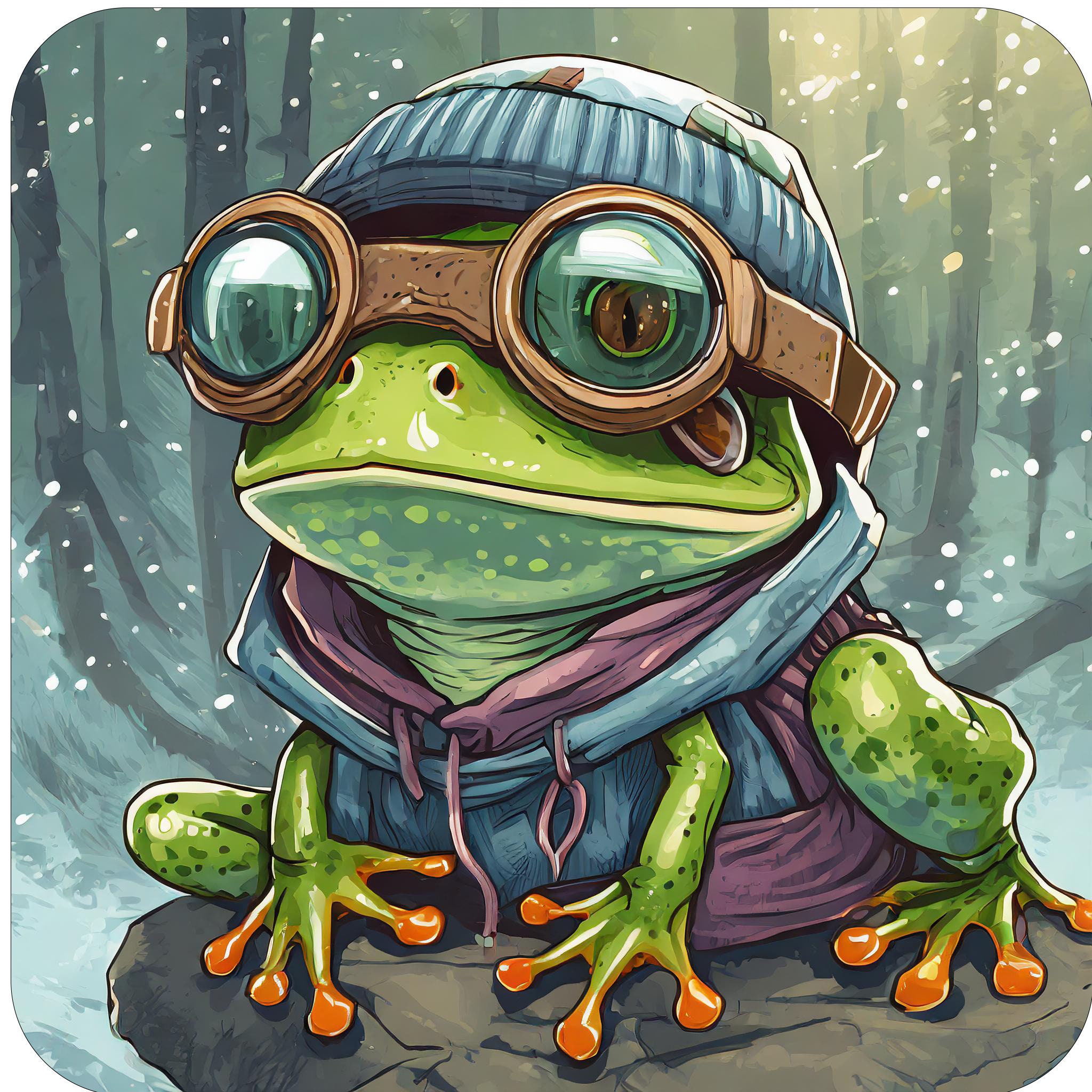 Frog Wearing Beanie and Goggles Sticker - Etsy