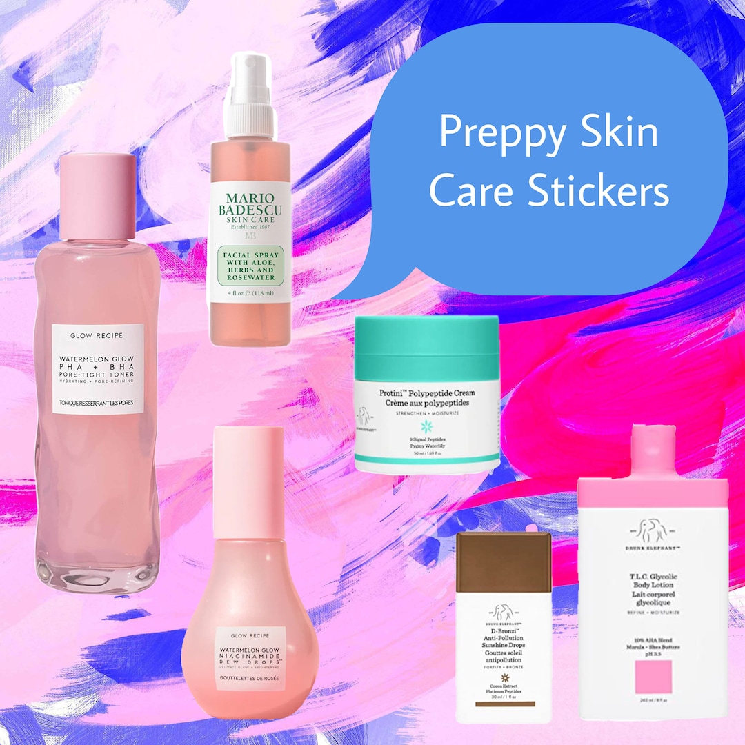 Preppy Skin Care Sticker Pack - Etsy