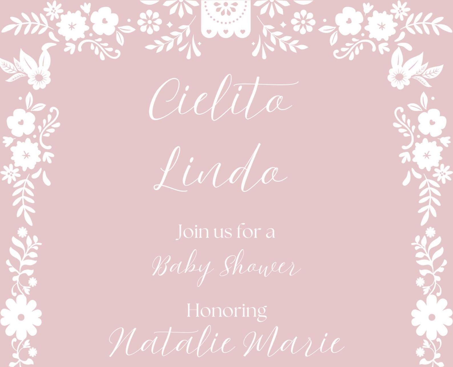 Invitation, Cielito Lindo, Dusty Rose, Flowers, Papel Picado, PNG ...