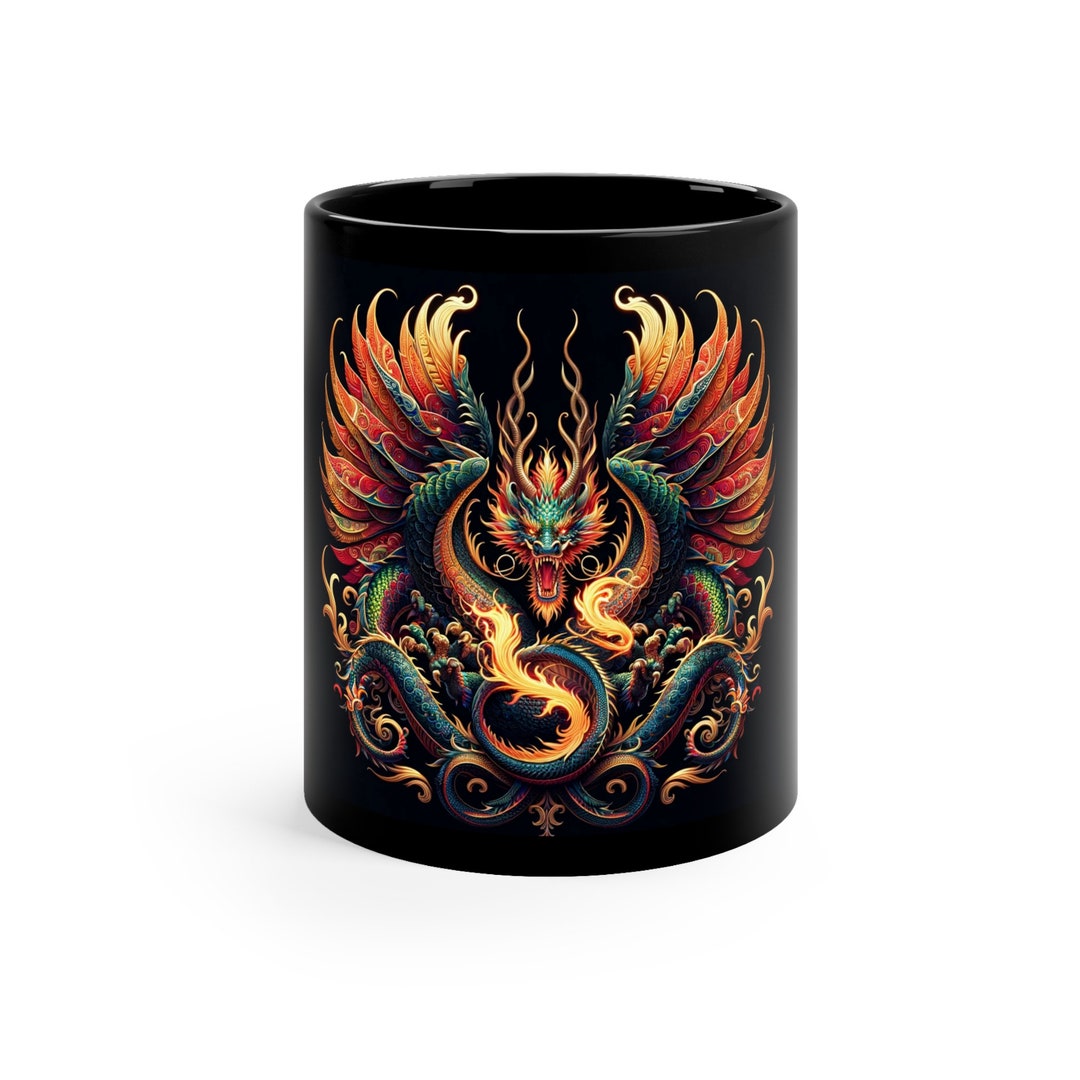 11oz All Black Mug With Lunar New Year Dragon - Etsy
