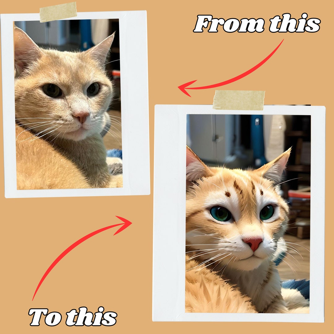 Custom Pixar Style Cartoon Portrait From Photo for Your Pet Make Your ... Custom Pixar Style Cartoon Portrait From Photo for Your Pet Make Your ...
