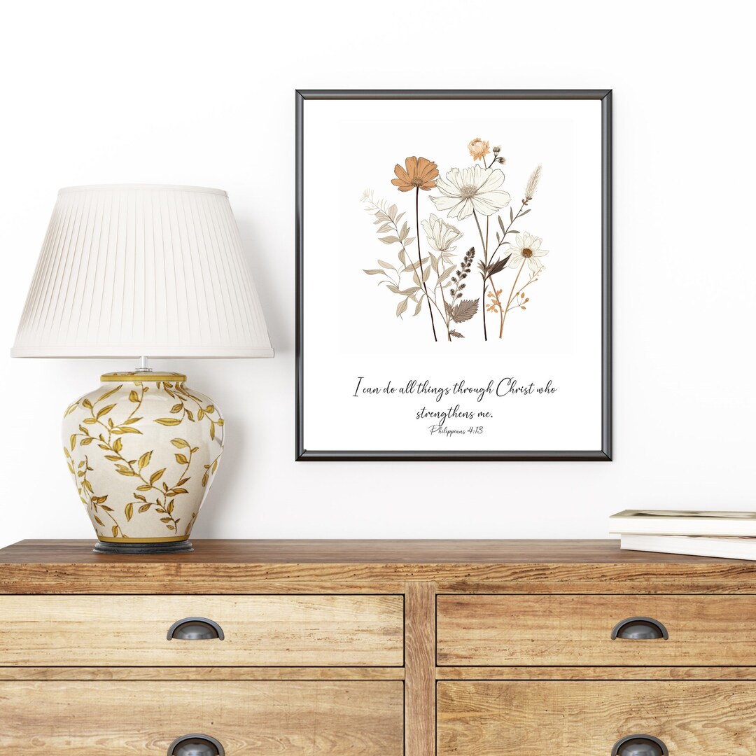 Christian Wall Art ,bible Verse Prints, Neutral Wildflower ,boho ...