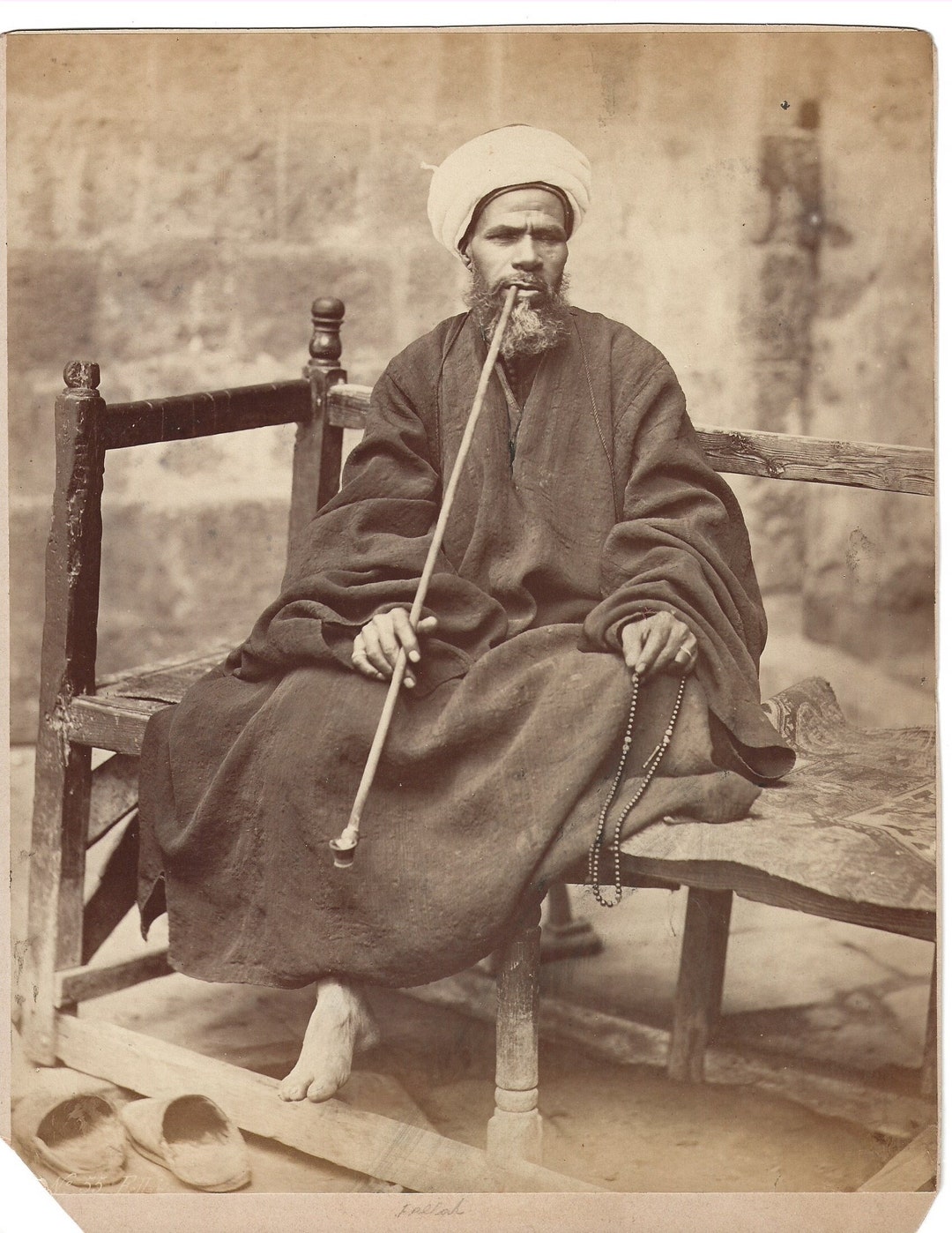 Vintage Photo of Arab Man Smoking Pipe Circa 1880 - Etsy