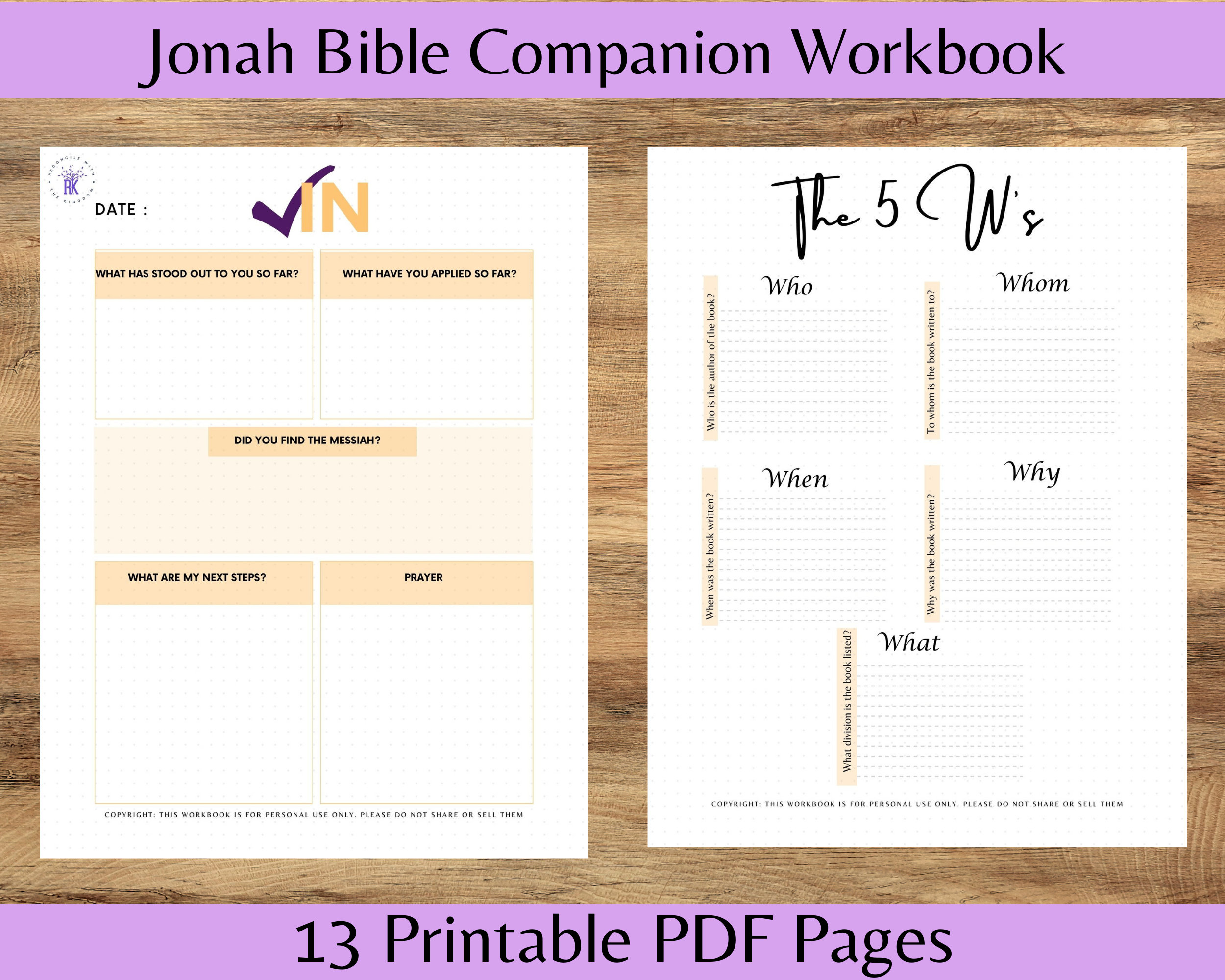 Jonah Bible Workbook |pastor Digital Book |bible Teachers | Torah ...